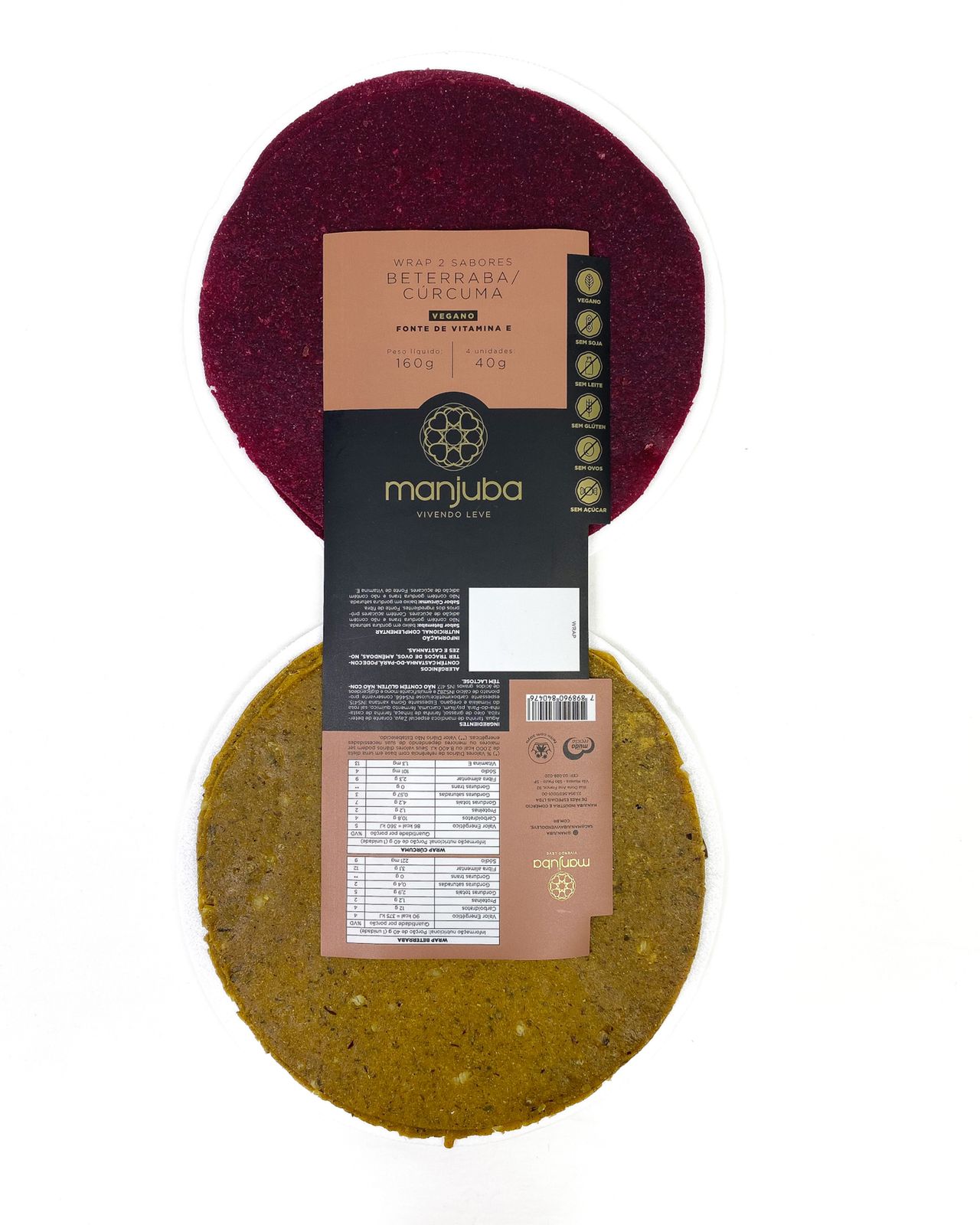 Wrap 2 sabores | 4 unidades 160g - Manjuba Vivendo Leve